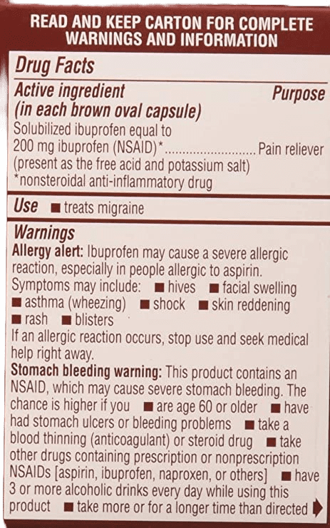 Advil Migraine Pain Reliever Liquid Filled Capsules - 200 mg - 20ct ...