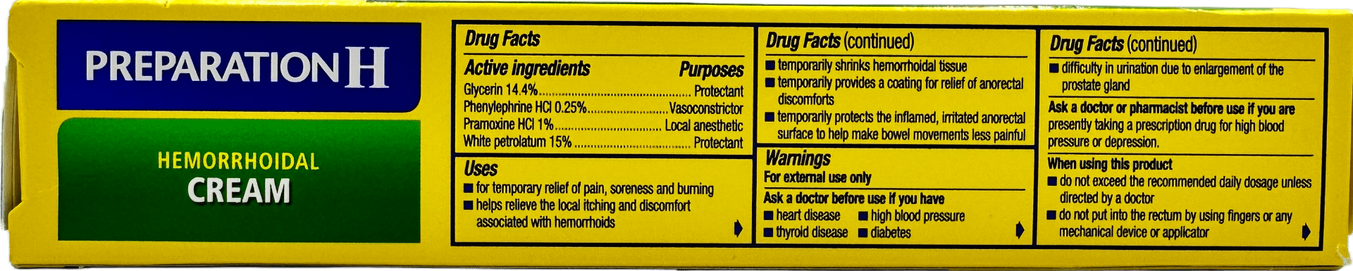 Preparation H - Hemorrhoidal Cream - with Aloe -1.8 Oz.