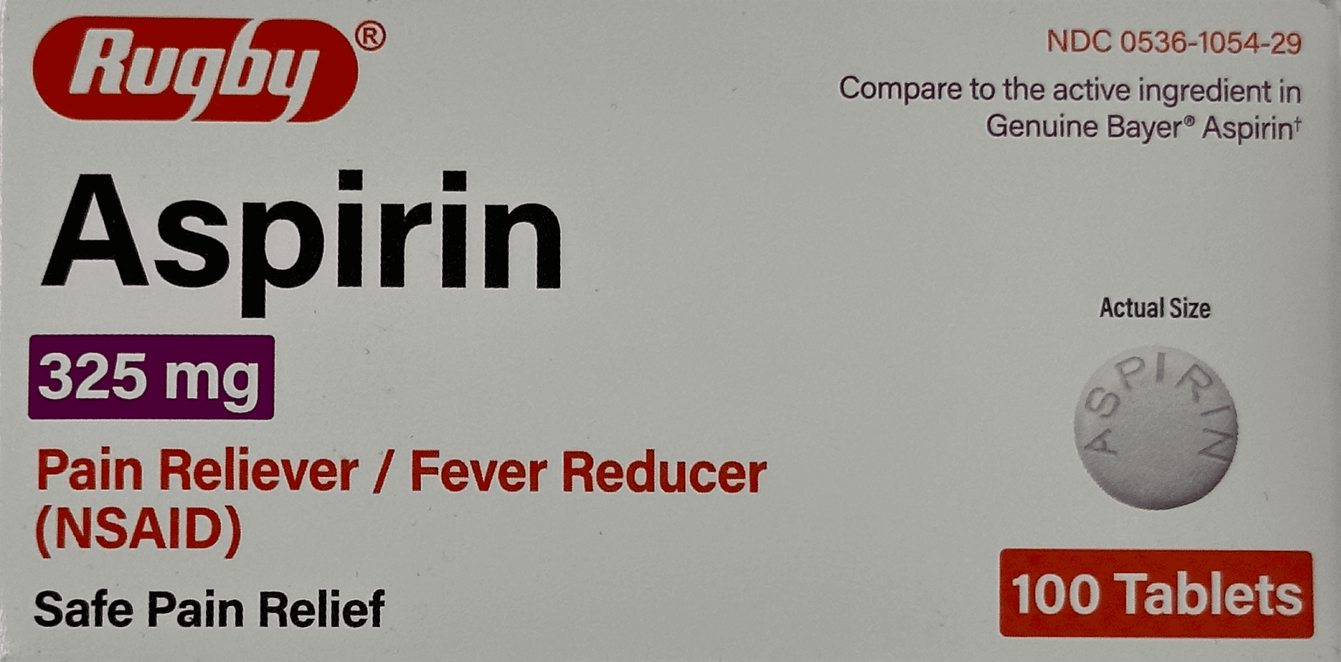 Aspirin Pain Reliever 325 Mg - 100 Tablets