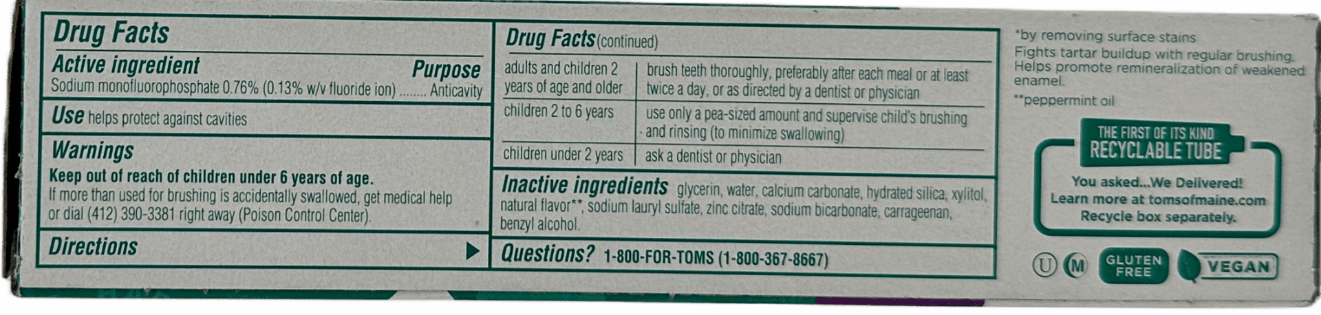 Tom's Whole Care Anticavity Toothpaste - Peppermint - 4 Oz