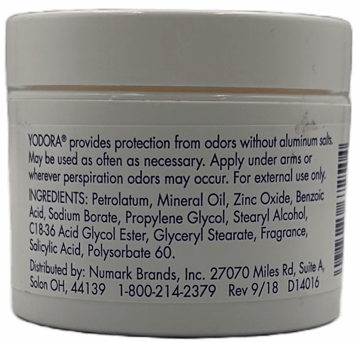 Yodora Deodorant Cream - Powder Scent - 2 Oz.