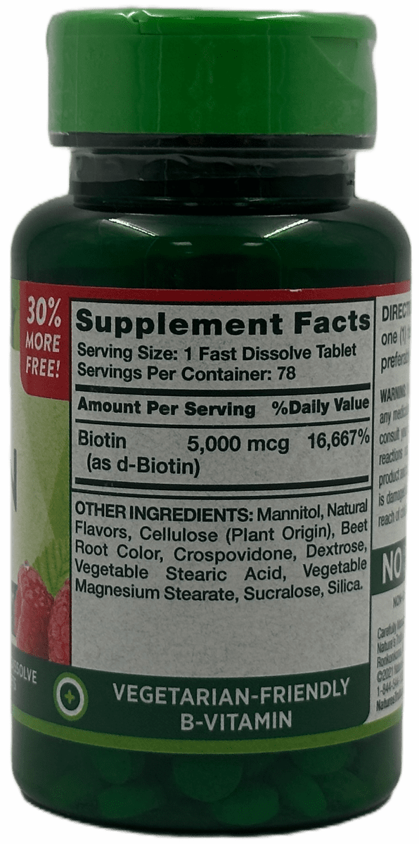 Nature's Truth Ultra Biotin 5,000 mcg | 78 Tablets