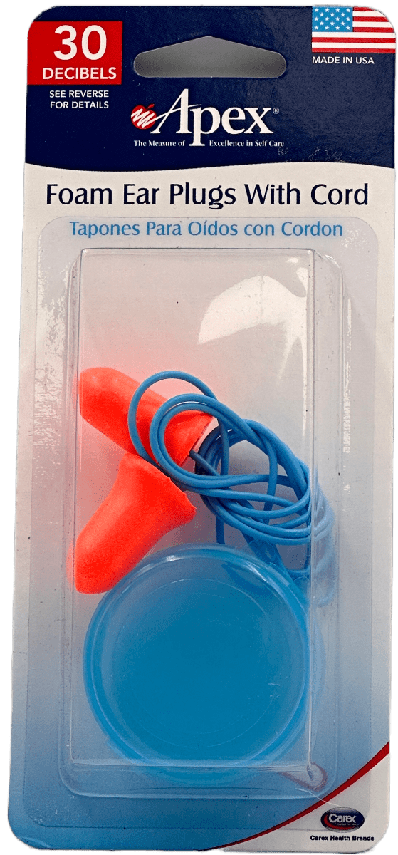 Apex - Foam Ear Plugs With Cord - 30 Decibels