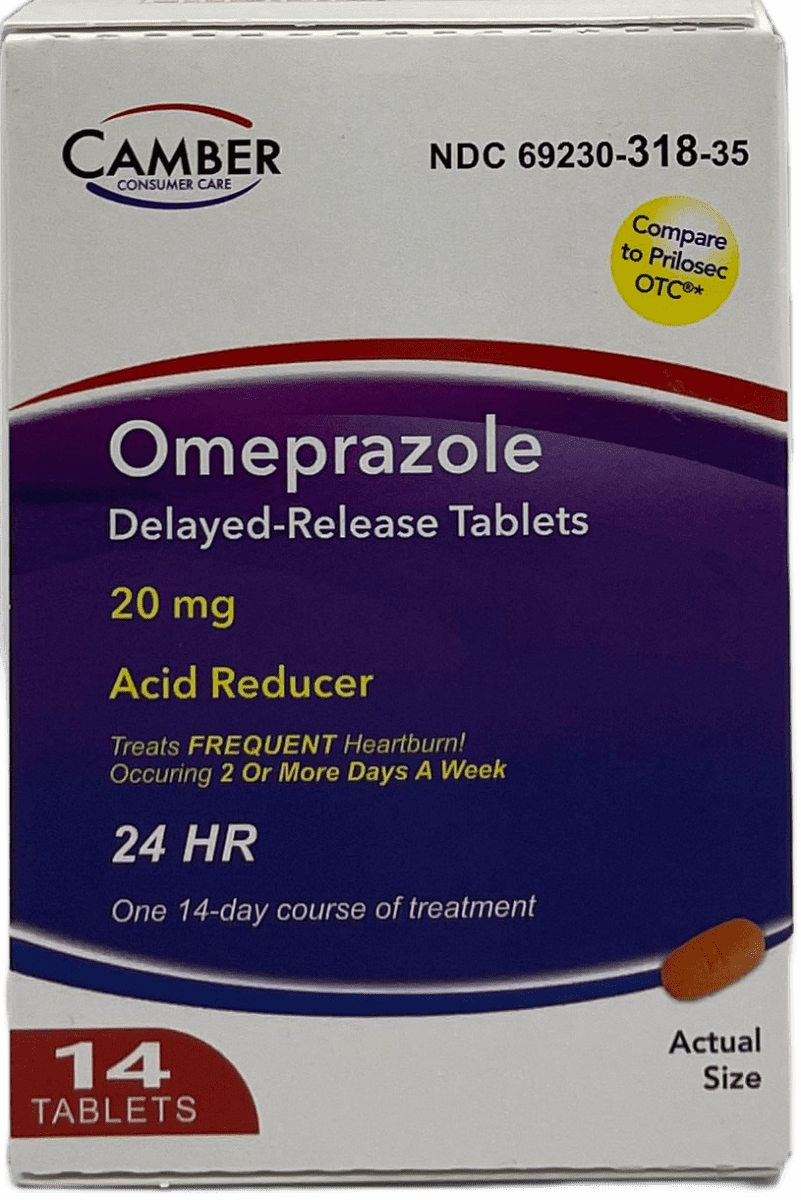 Camber Omeprazole Delayed Release Tablets - 20 mg - 14 Tablets