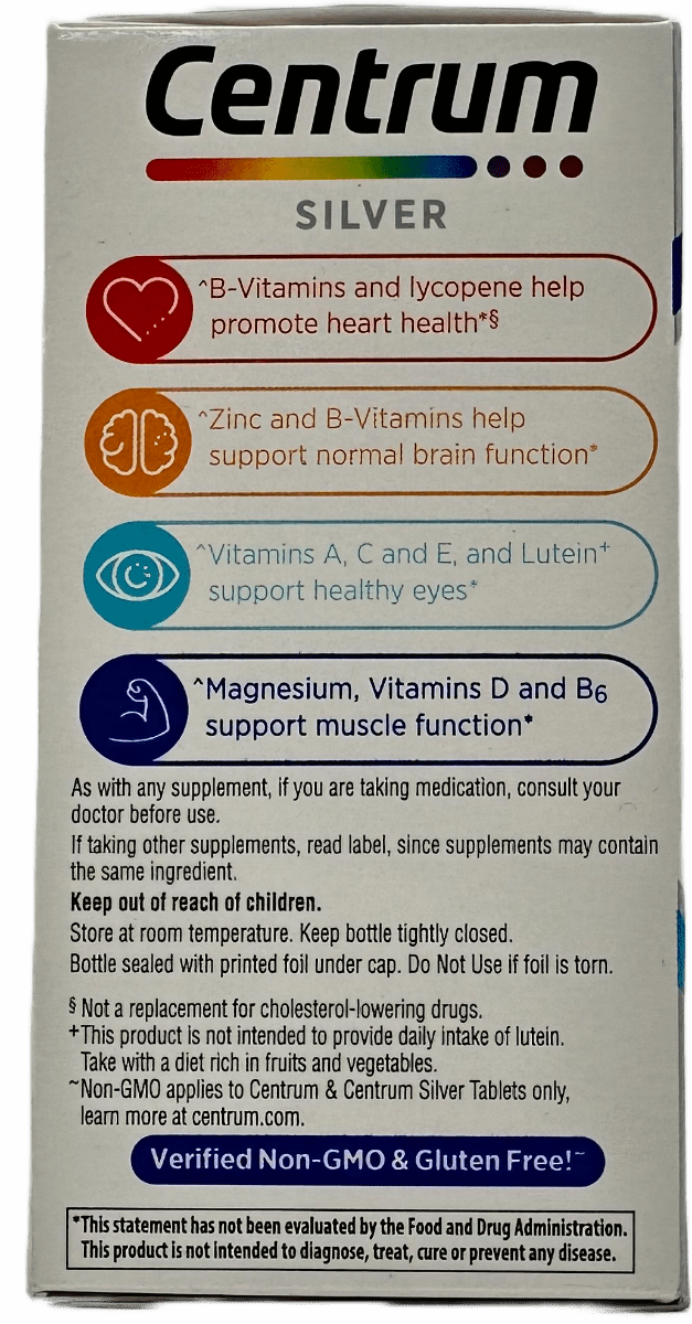 Centrum Silver - Men 50+ - Multivitamin Tablets - 100 Ct | Branchbrook ...
