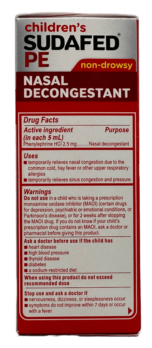 Children's Sudafed PE Nasal Decongestant Berry Flavor Liquid
