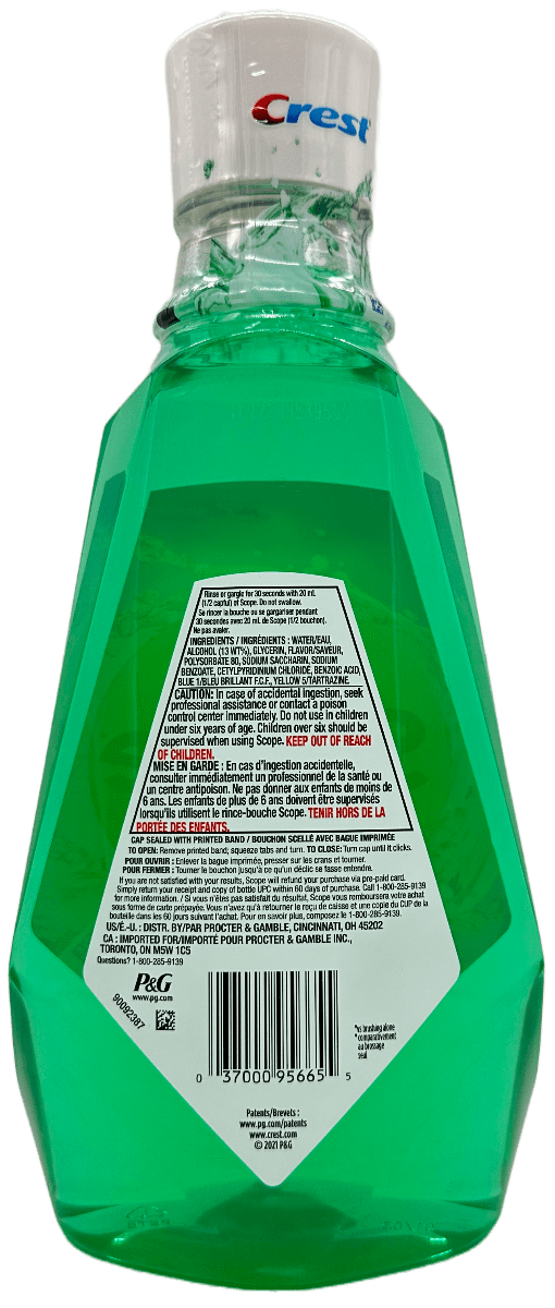 Crest - Scope Outlast Mouthwash - Fresh Mint - 33.8 FL OZ - Branchbrook ...