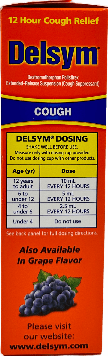 Delsym Cough Relief Syrup - Orange Flavored Liquid - 5 FL OZ - Branchbrook Pharmacy