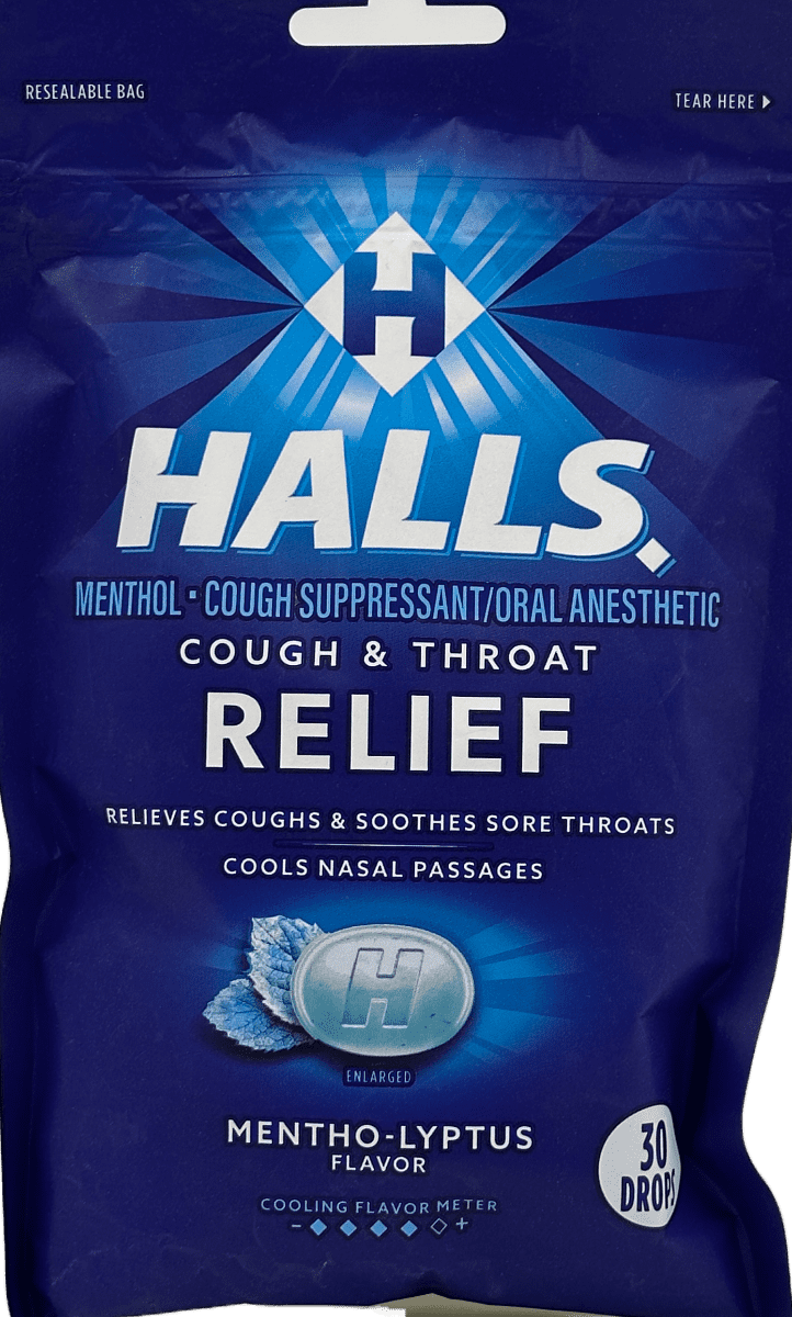 Halls Cough & Throat Relief Mentho-Lyptus Drops - 30 Drops ...
