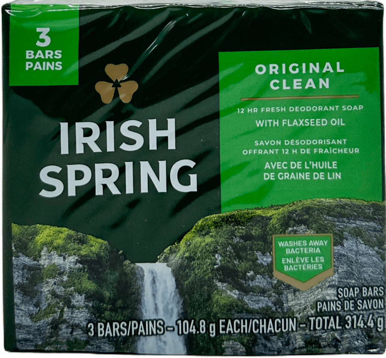 Irish Spring 3 Bars Pains (Original Clean with Flaxseed Oil - 314.4g)