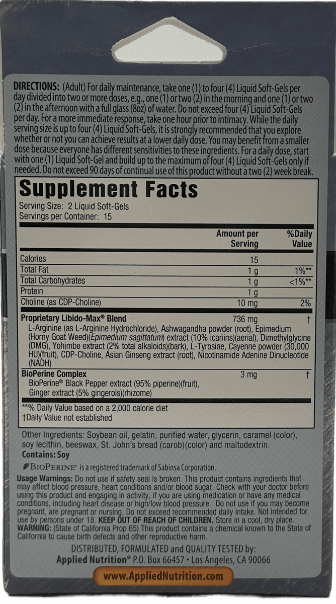 Libido-Max Power Extending Formula Male Enhancement - 30 Liquid Soft ...