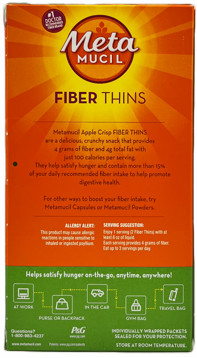 Meta Mucil Fiber Thins - Psyllium Fiber - Apple Crisp - 9.3 Oz ...