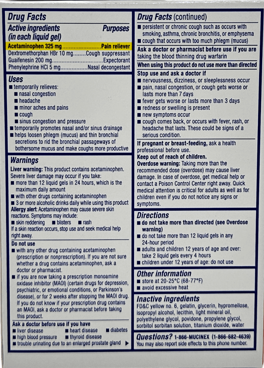 Mucinex Sinus Max: 4-in-1 Relief for Sinus & Cough - 16 Liquid Gels