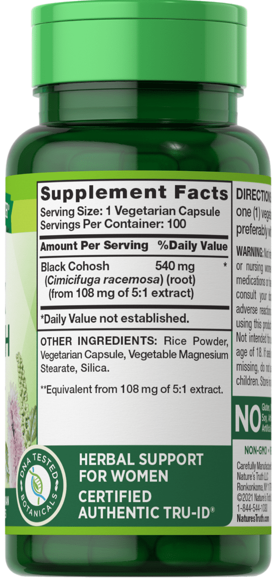 Black Cohosh 540mg Capsules - Nature's Truth, 100ct