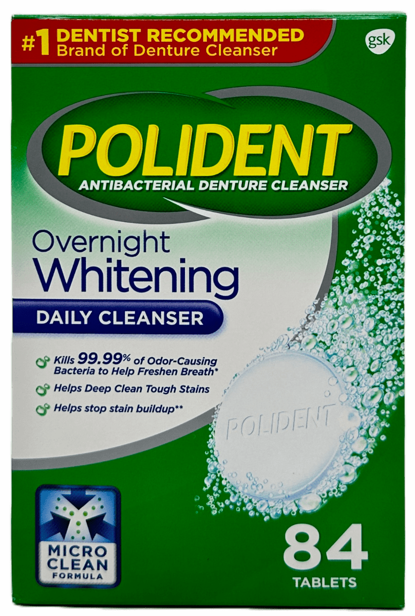 Polident Overnight Whitening Daily Denture Cleanser Tablets - 84 Ct ...