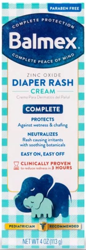 Balmex Zinc Oxide Diaper Rash Cream - 4 OZ (113 g)