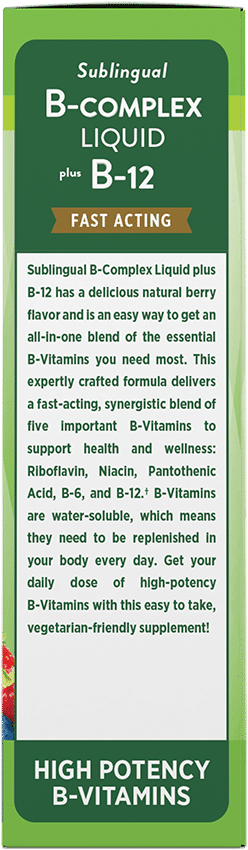Sublingual B Complex Liquid + B-12, 2 fl oz - Berry