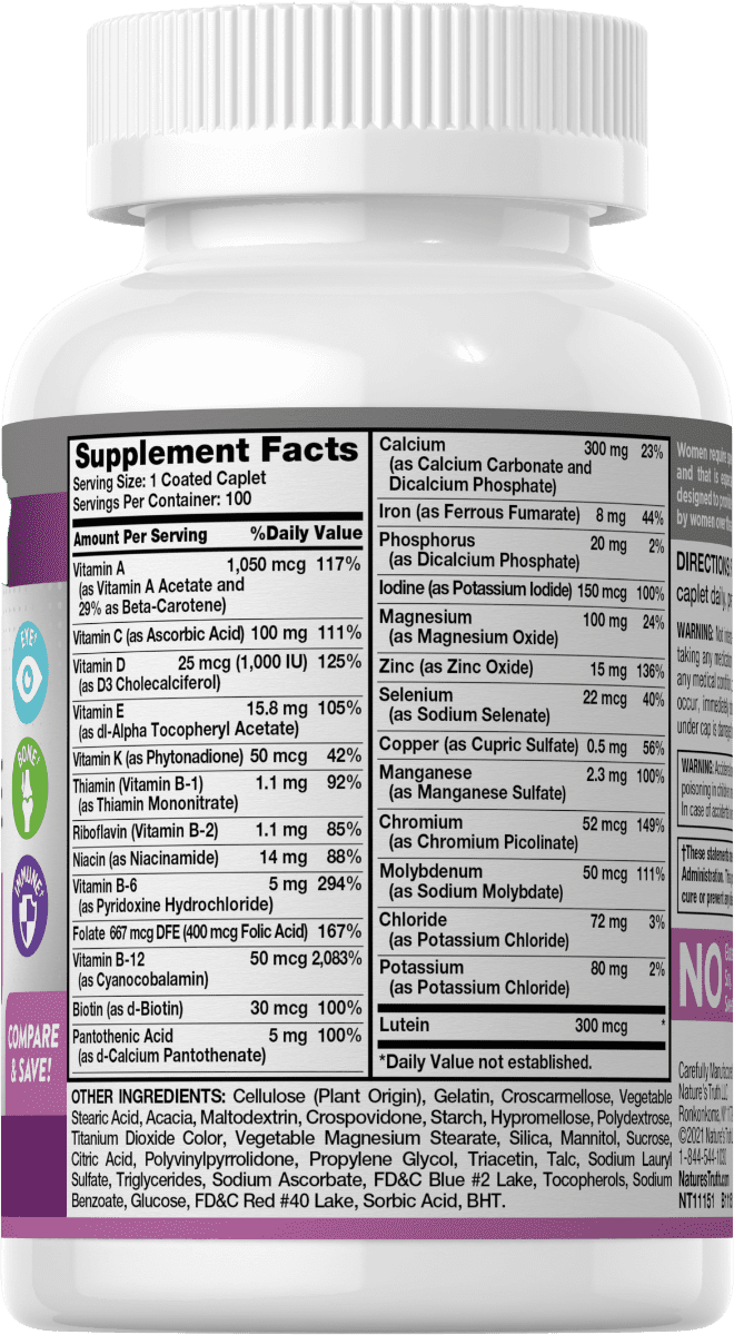 Nature's Truth ABC Complete 50+ Senior Women's Multivitamin - 100 ...